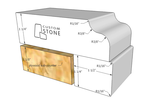 2 - 1/2″ Ogee Offset Square - Custom Stone
